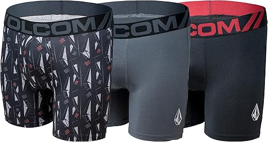 Volcom Mens Mesh Boxer Briefs 3 Pack Poly Spandex Performance Boxer ...