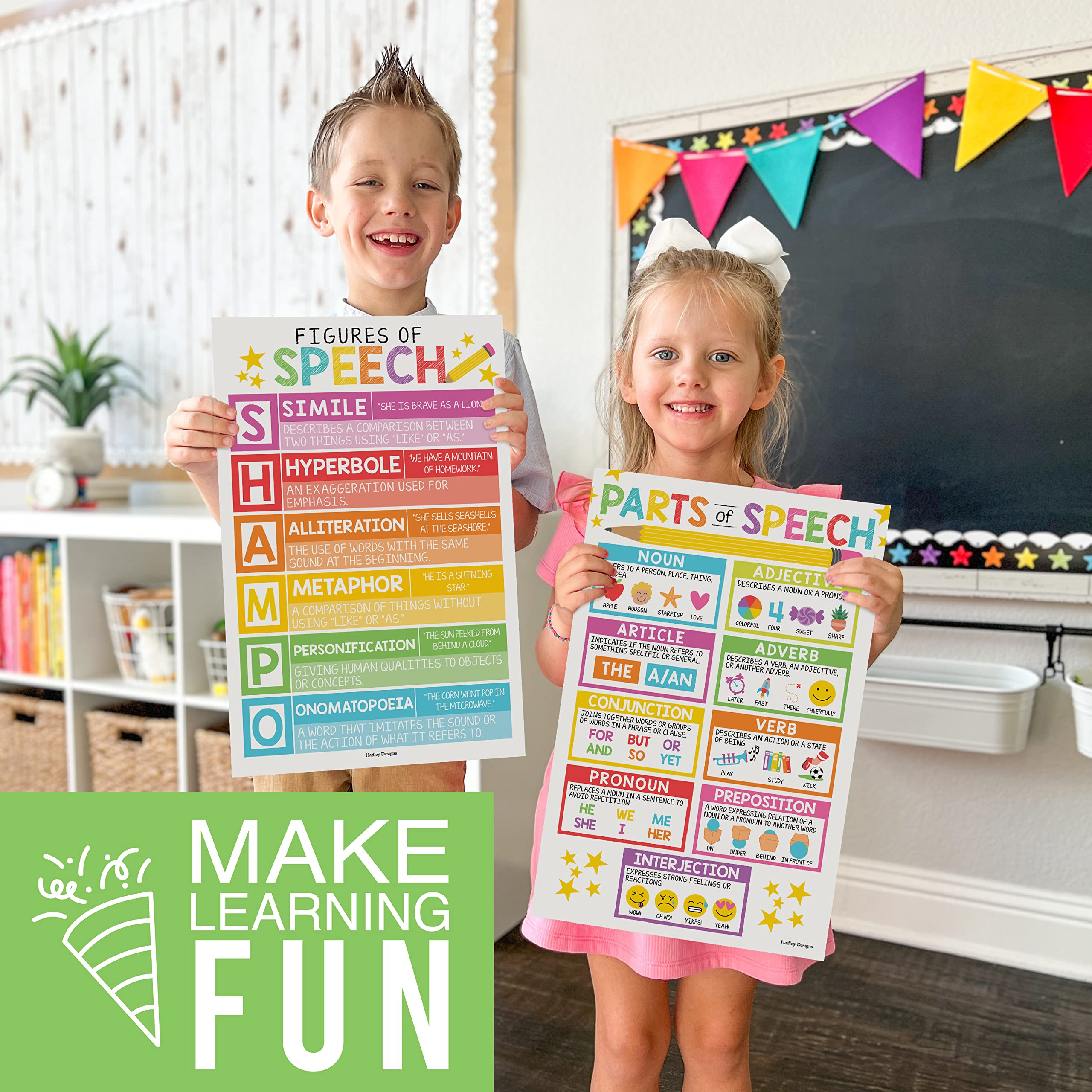 Mua Parts of Speech Posters for Classroom – 4 Laminated Grammar Posters ...