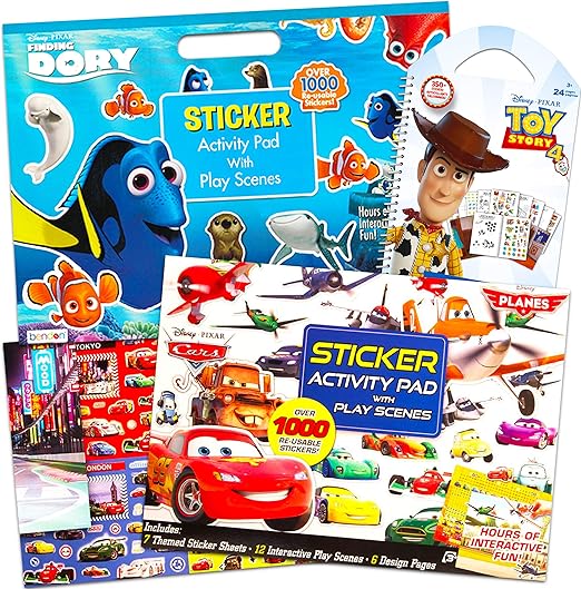 Amazon.com: Disney Pixar Sticker Book Set for Kids ~ 3 Pack Giant ...