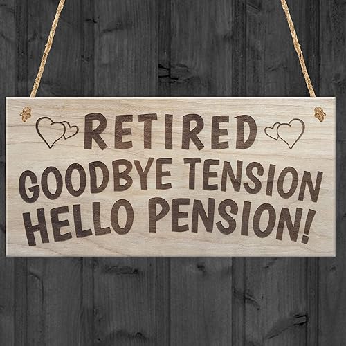 Wooden Funny Sign Wall Plaque Gift Present Retired Goodbye Tension ...