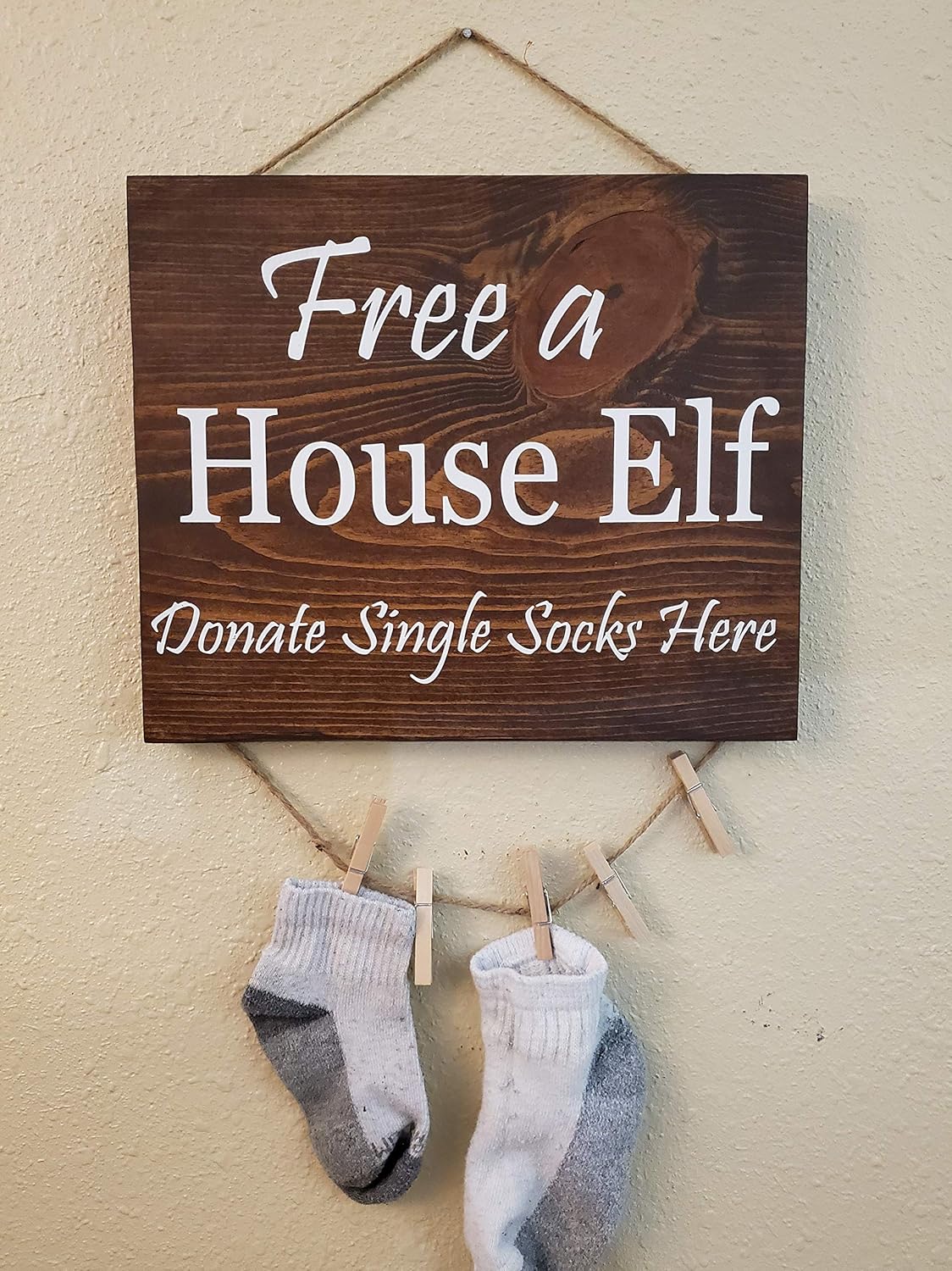 Amazon.com: Free House Elf Sign Single Sock Laundry Room Wood Sign Hand ...