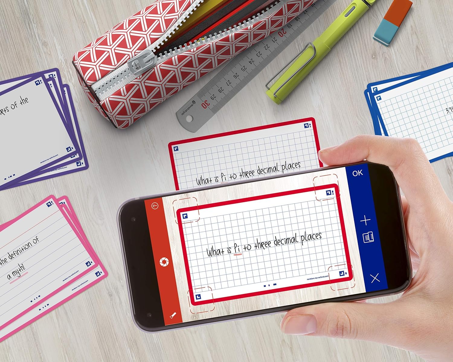 Oxford Flash Cards by Oxford, Squared with Red Frame, Pack of 80 ...