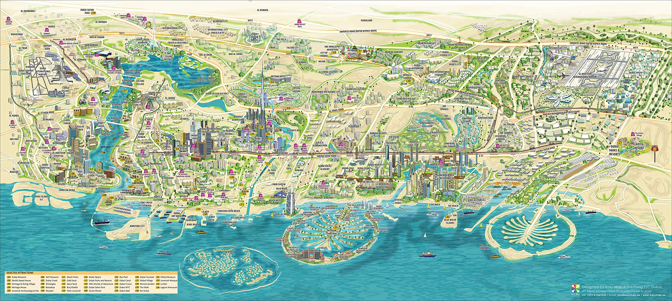 Buy Dubai 3D Wall Map (Gloss)-Laminated wall maps available-Tourist ...