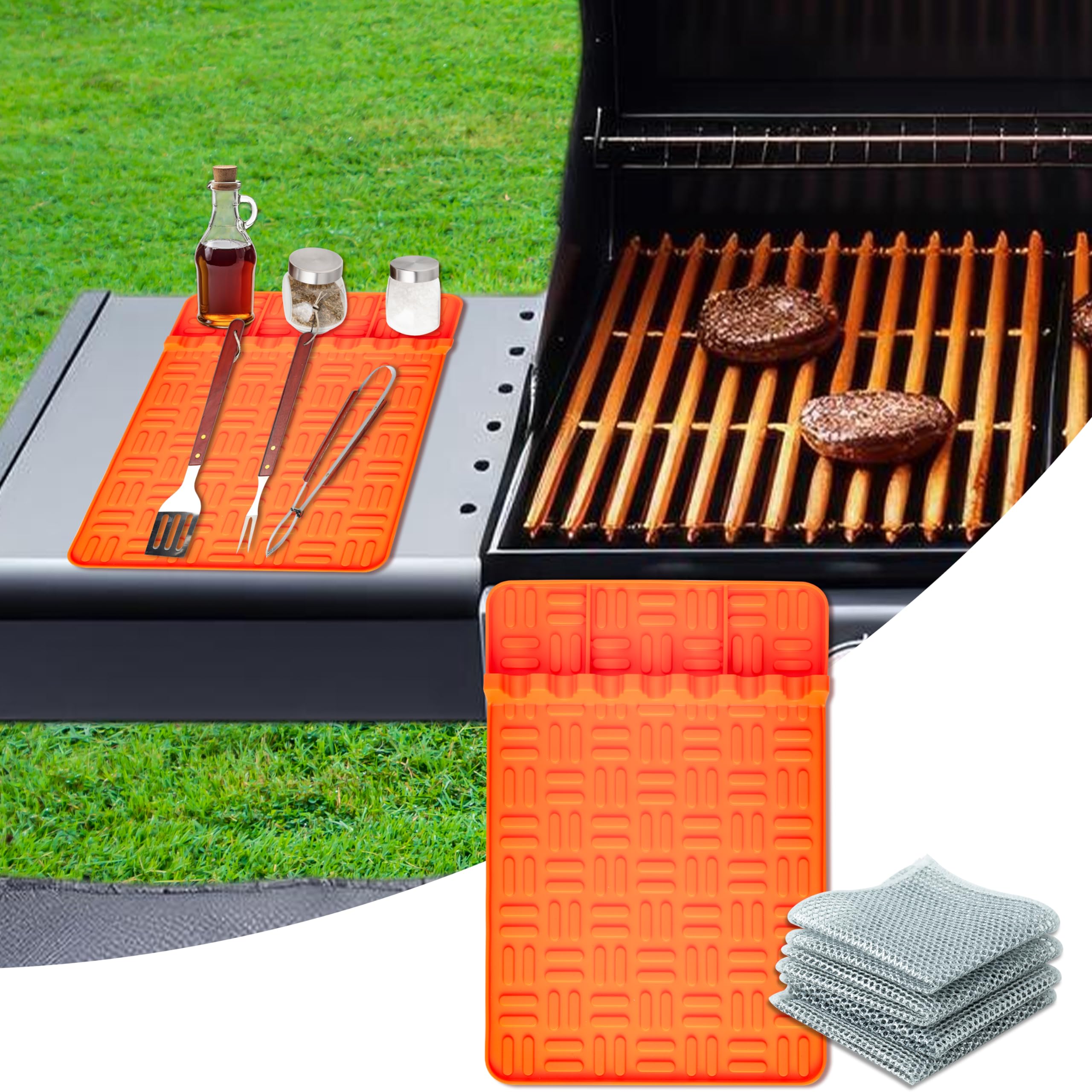 Silicone Grill Mat for Blackstone, Side Shelf Mat Grill Pad with Wire ...