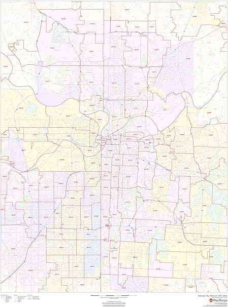 Amazon.com : Kansas City, Missouri Zip Codes - 36" x 48" Matte Plastic ...