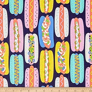 Amazon.com: Alexander Henry s Hot Dog Fabric, Navy, Fabric By The Yard