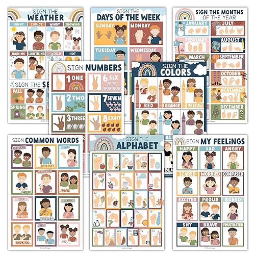 Hadley Designs Sign Language Posters For Classroom Decor - 8 ASL ...