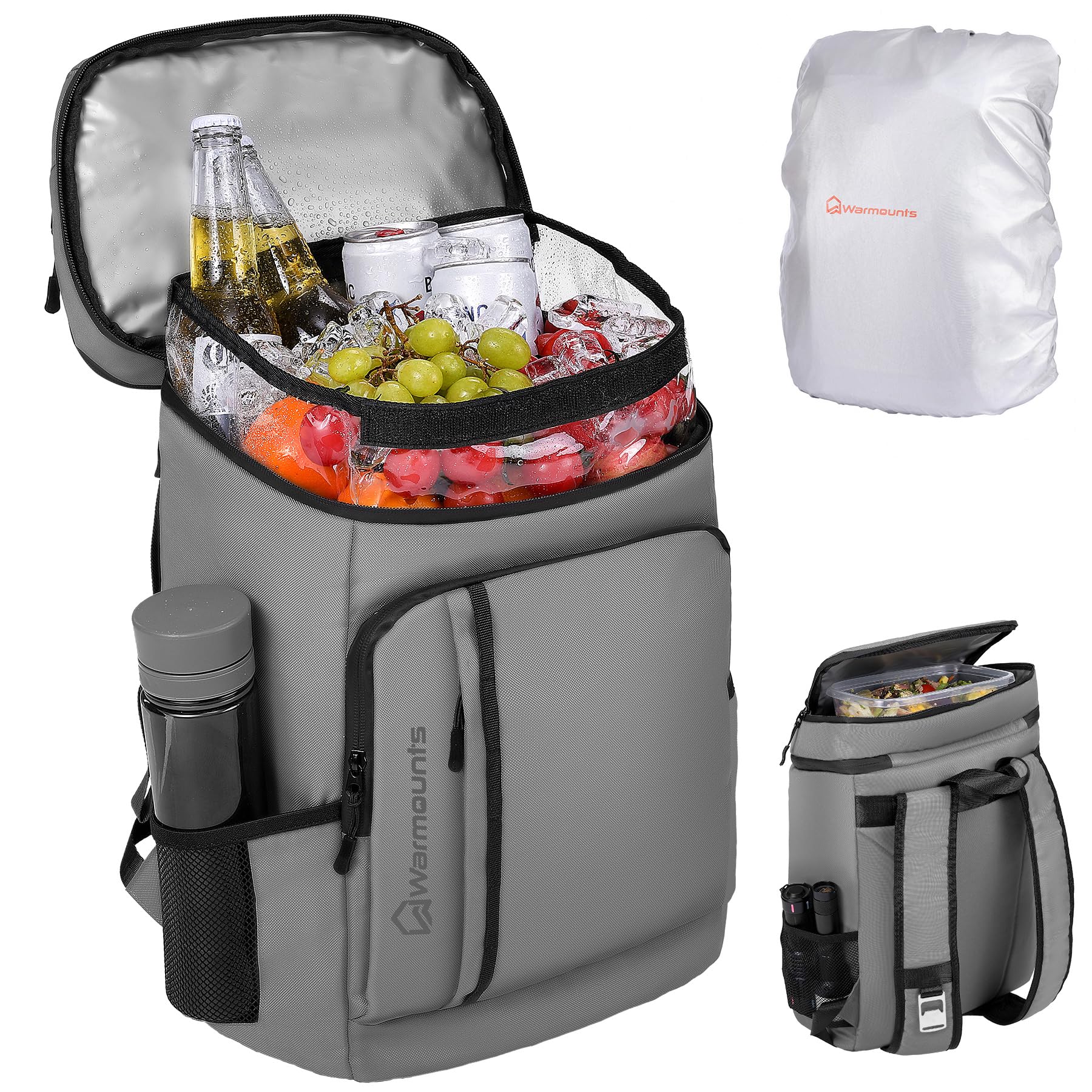 WARMOUNTS Insulated Waterproof Cooler Backpack 36 Cans, Soft Sided Ice ...