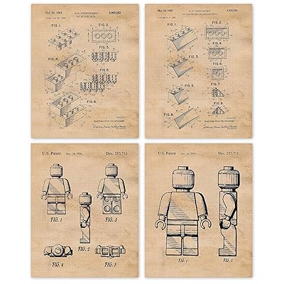 Set of 4 Vintage Lego Patent Poster Prints - Australia | Ubuy