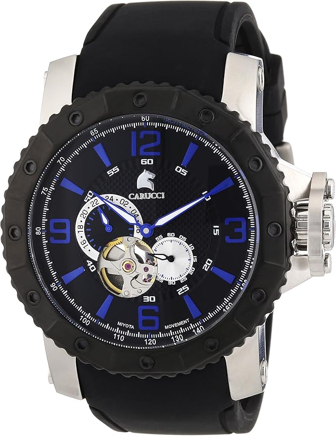 Carucci Watches Herren-Armbanduhr XL Analog Automatik Kautschuk ...