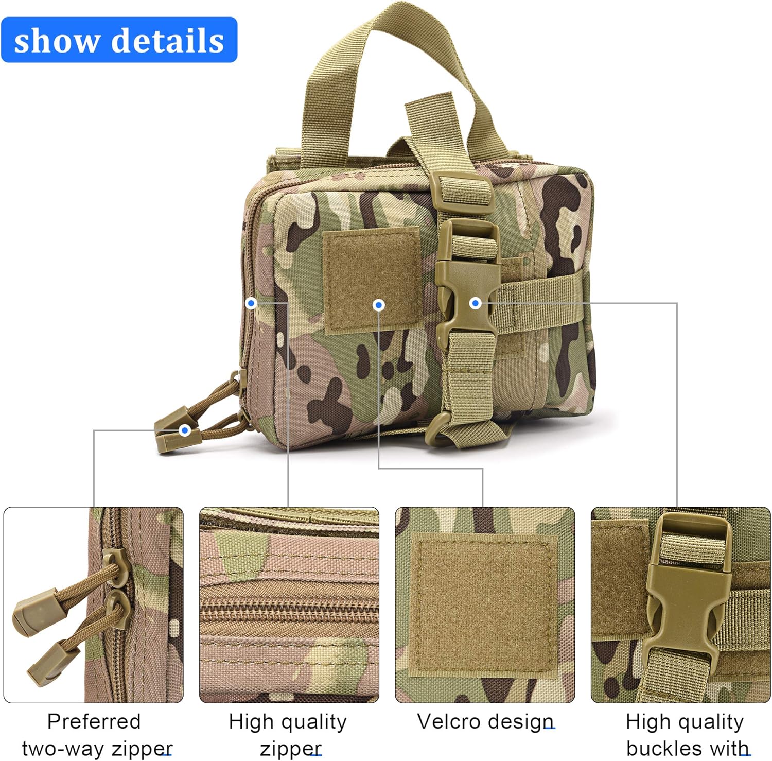 First Aid Kit Bag, Military Molle Pouch EMT Utility Pouch Tactical Medical Pouches, IFAK Molle ...