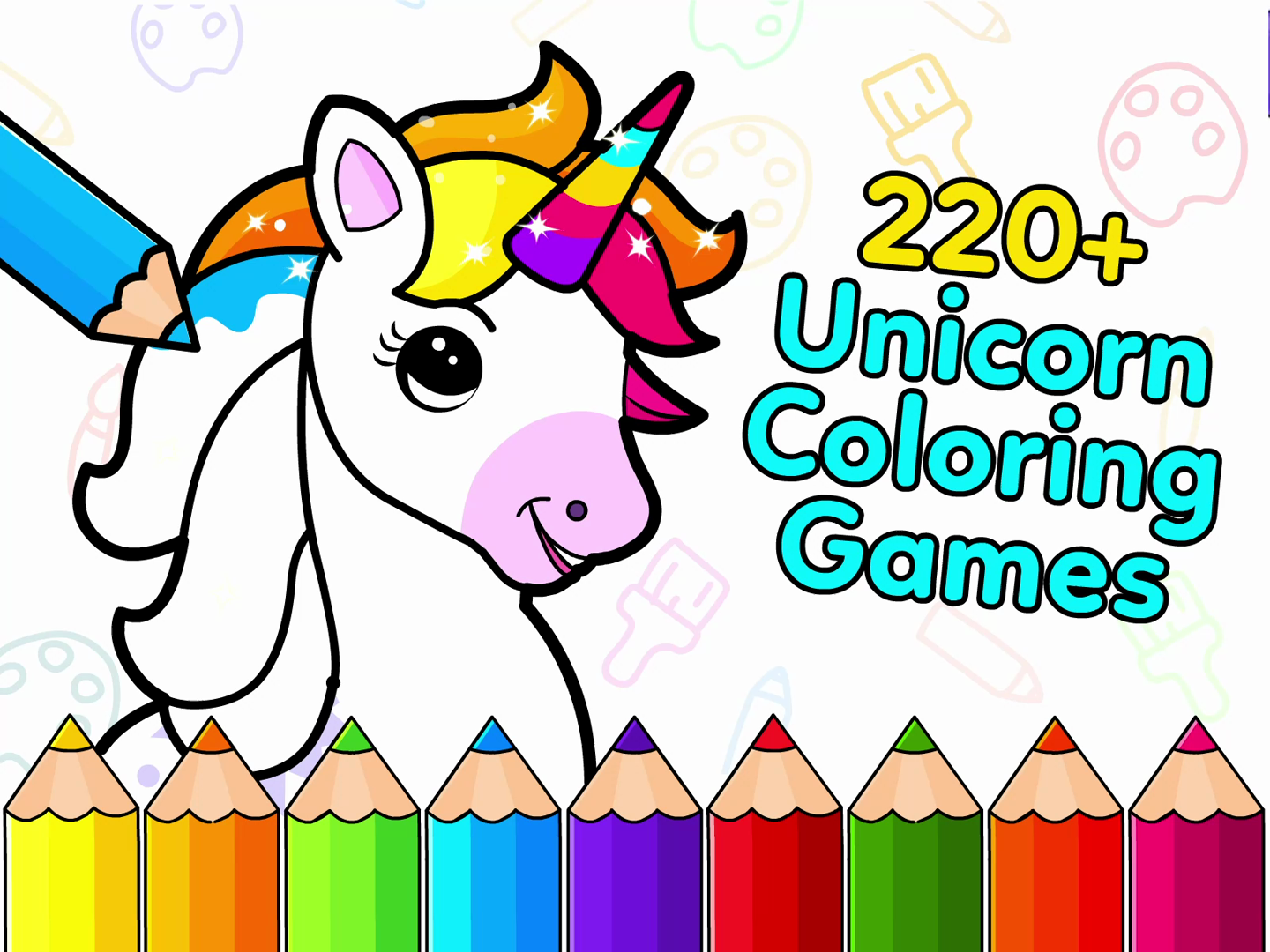 Unicorn Coloring Games: Drawing for Kids, Rainbow Color Pages ...