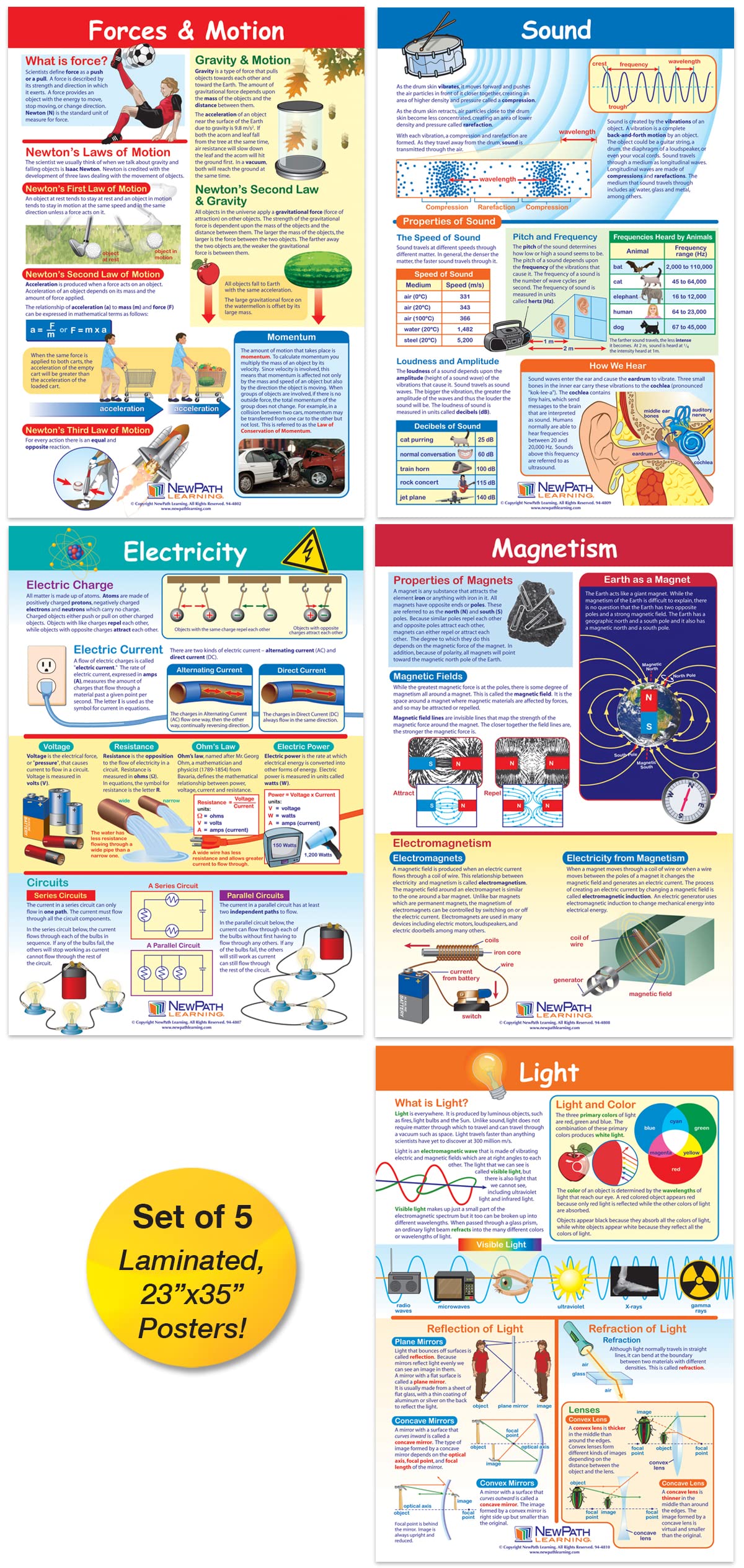 Mua NewPath Physical Science Posters, Set/5 (Forces/Motion, Electricity ...