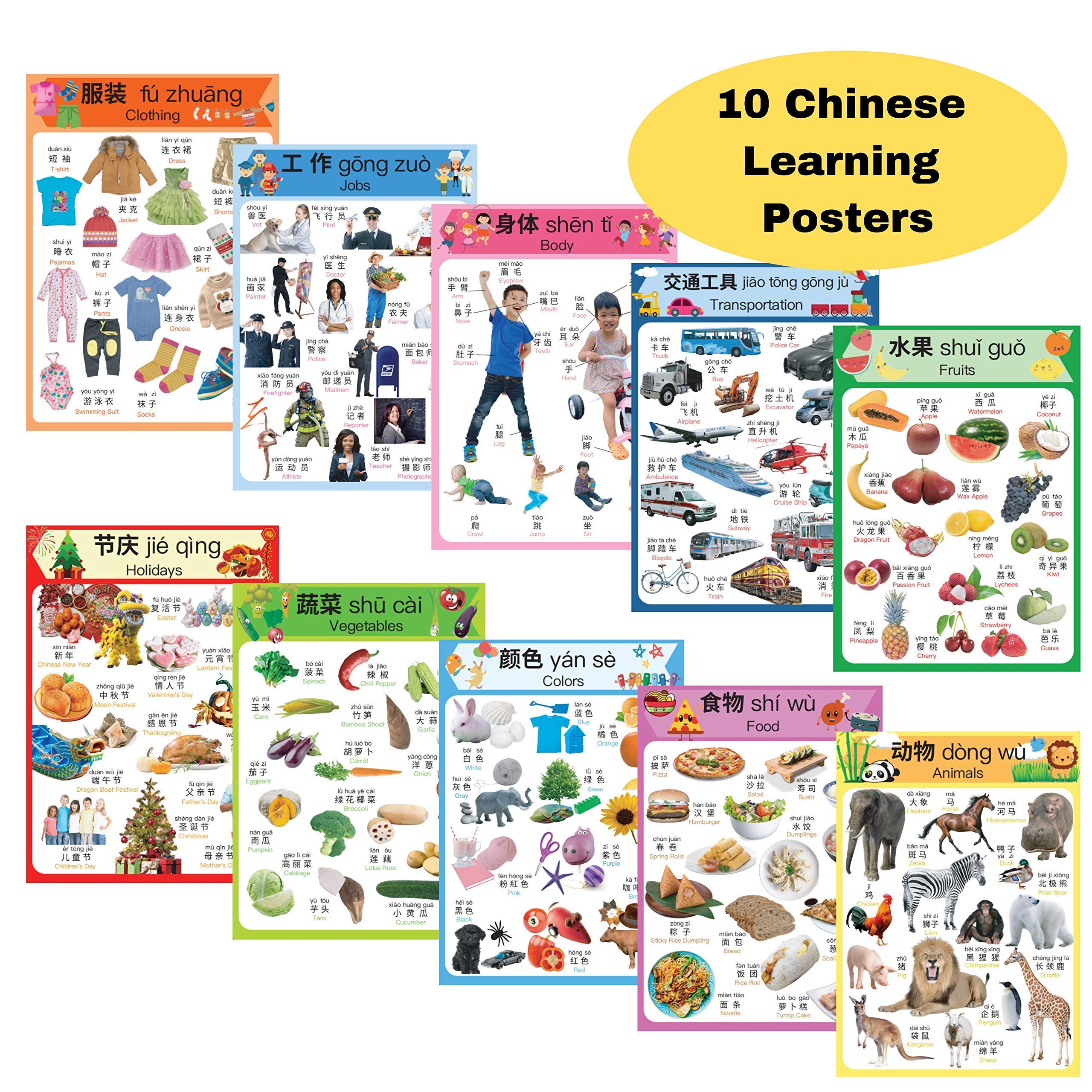 Mua N/A/ Chinese Learning 10-Poster Set for Kids. Montessori-Inspired ...