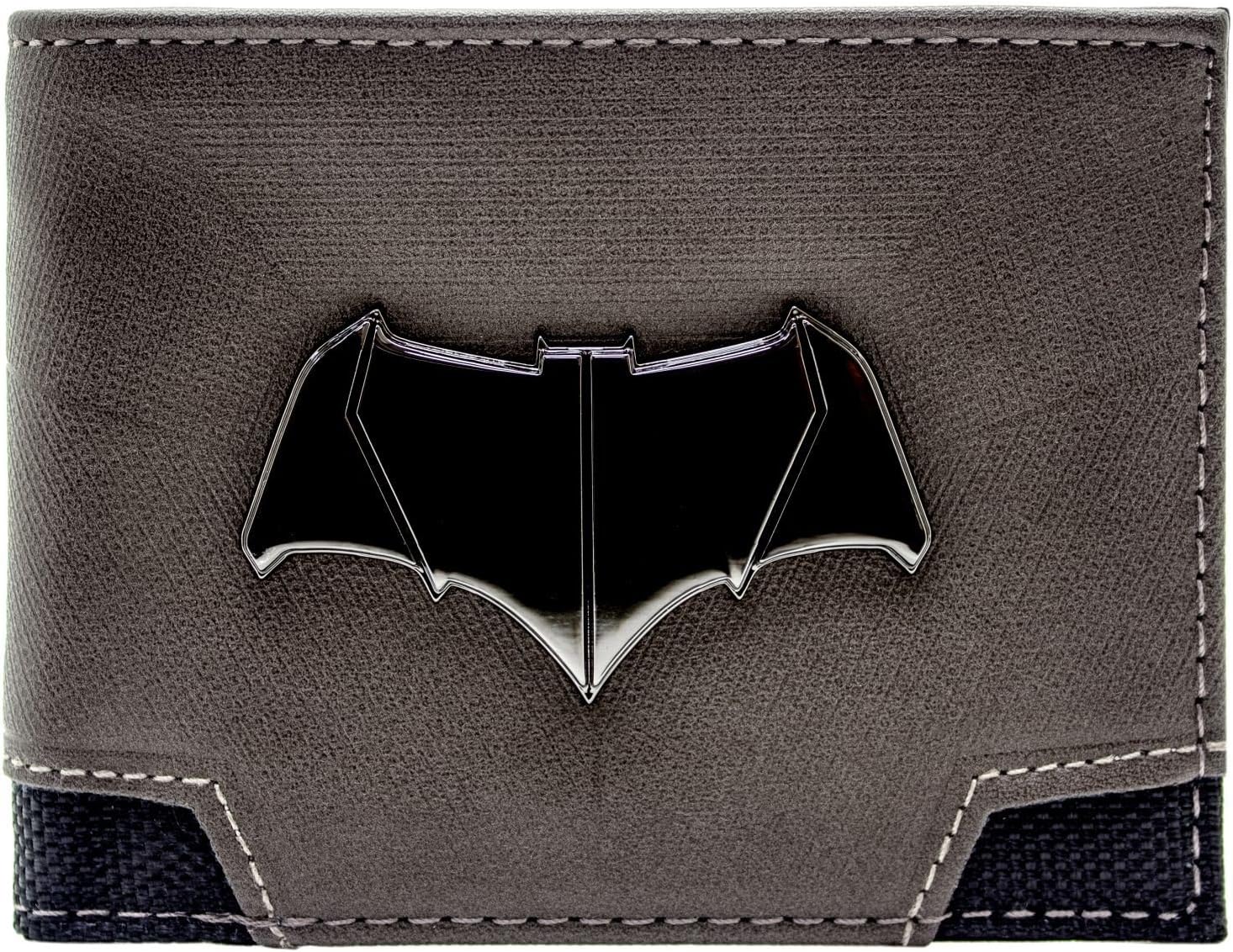 DC Comics Batman Superman Bat Emblem Grey ID & Card Bi-Fold Wallet ...