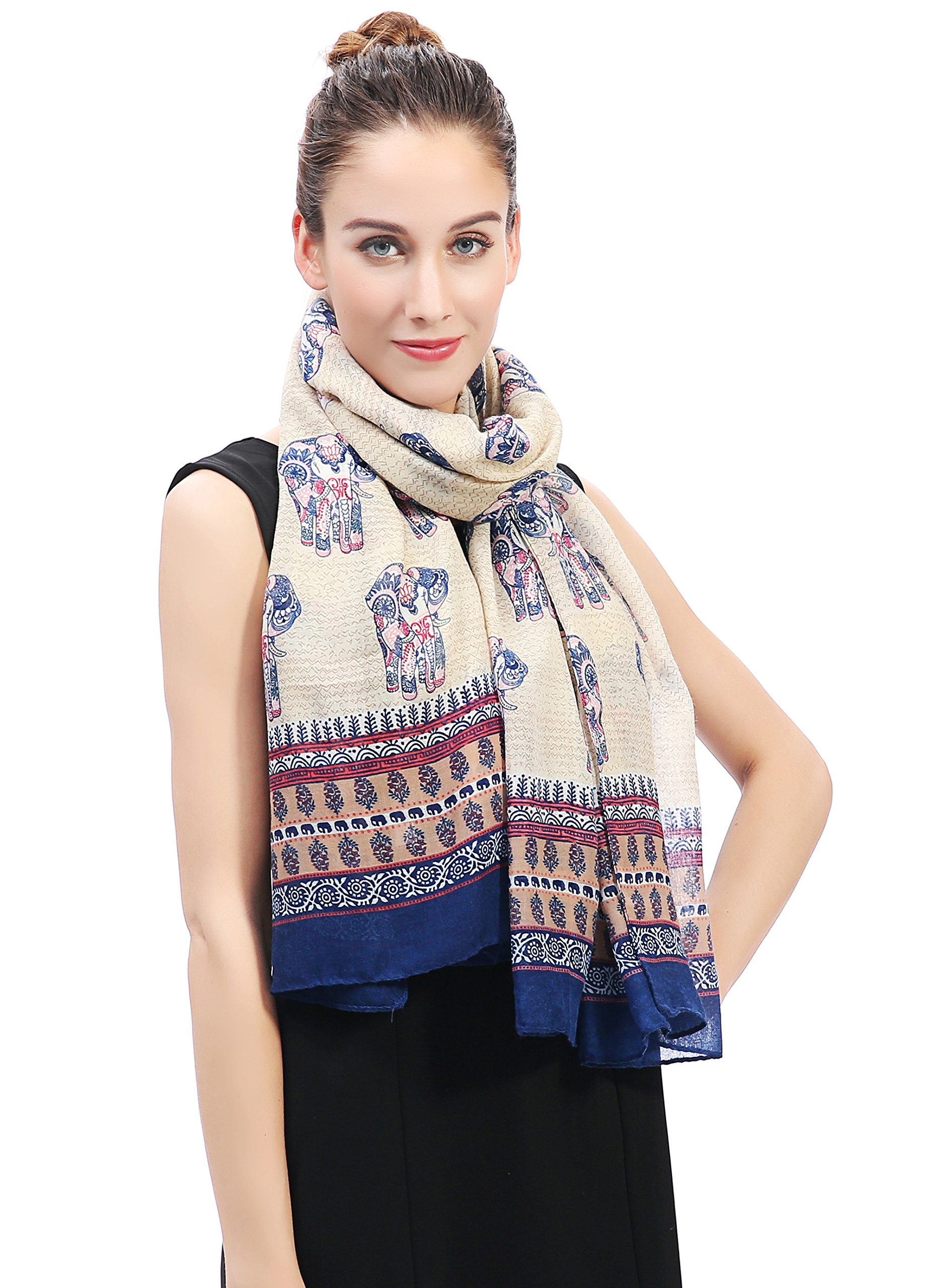 Lina & Lily Elephant Print Women's Long Scarf | Buy Scarves and Wraps