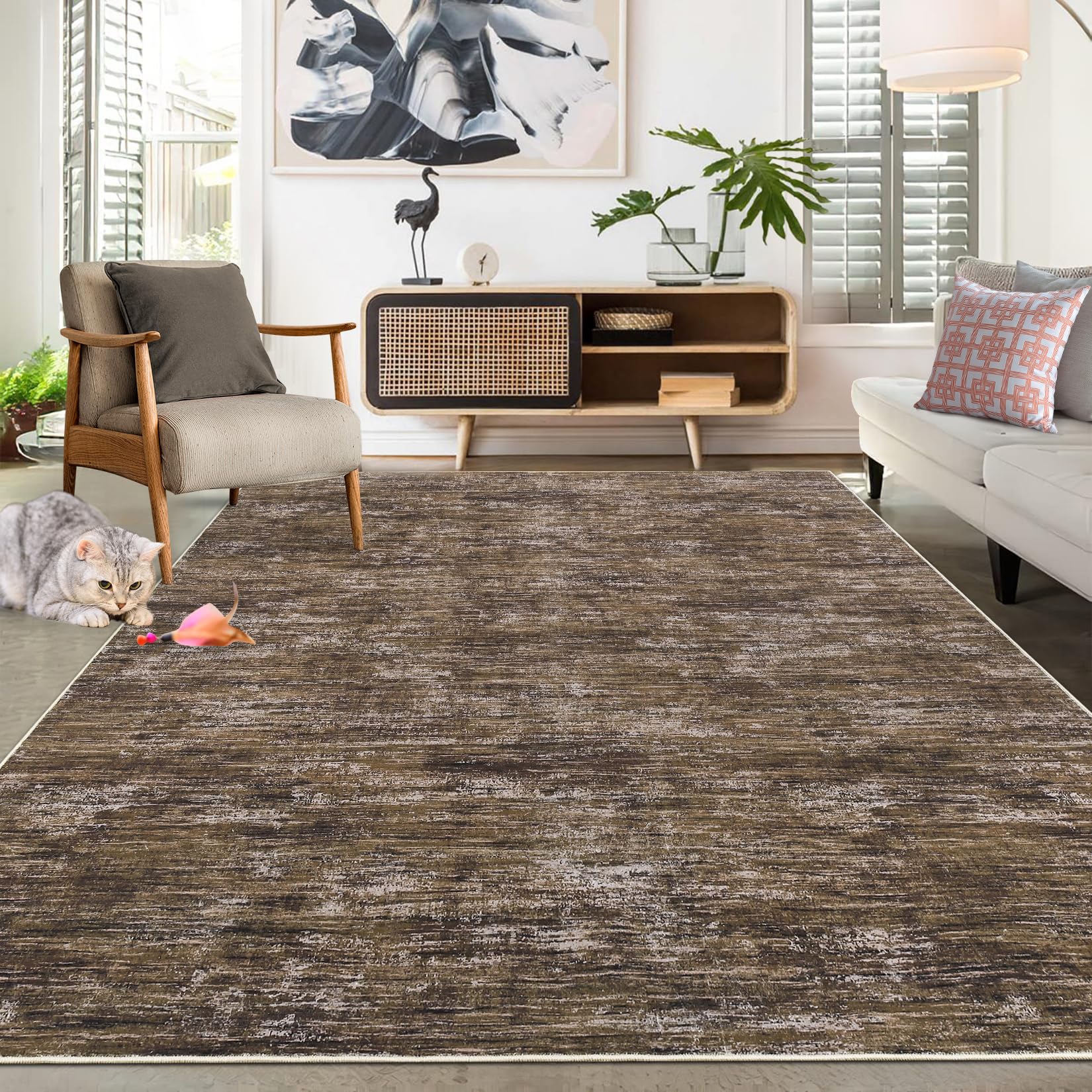 RUGSREAL Living Room Area Rug 9x12 Machine Washable Rug Non-Slip Stain ...