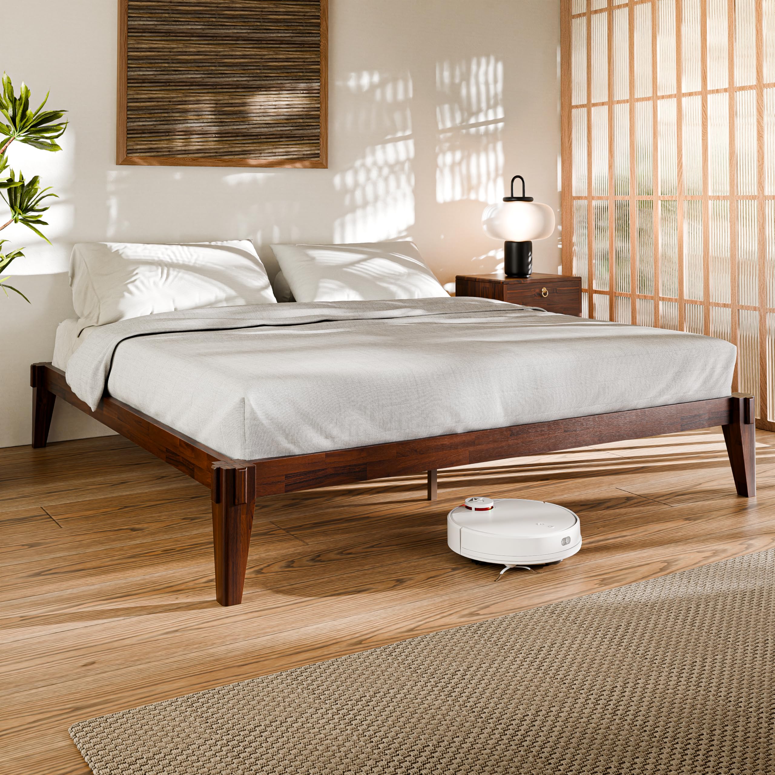 Bme Chalipa 14” King Bed Frame - Solid Wood Platform Bed - Japanese ...
