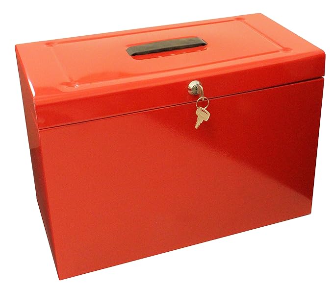 Foolscap Metal File Storage Box - Includes 5 Suspension Files, Plastic ...