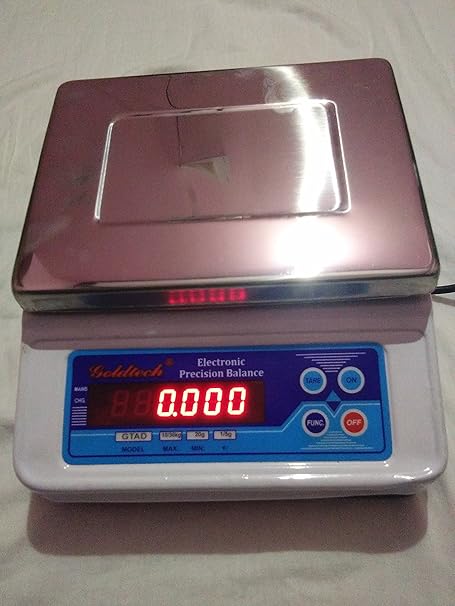 Buy Goldtech Counter Metal Weighing Machine Capacity 30 Kg (White ...