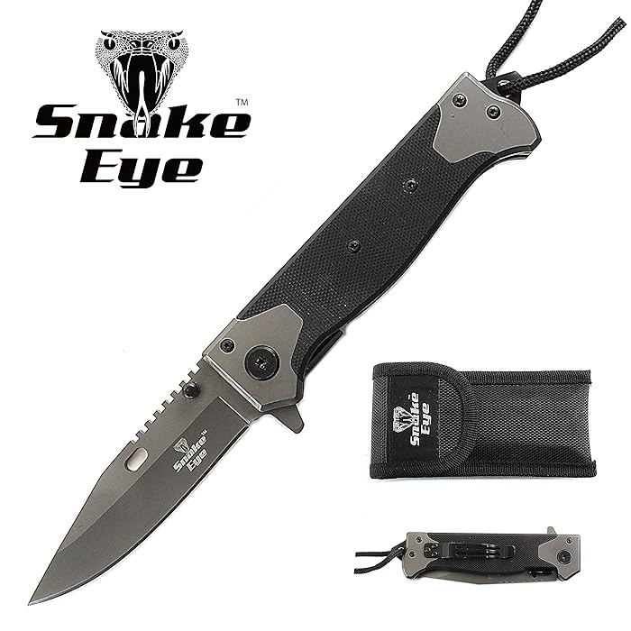 Buy Snake Eye Tactical Action Assisted Knife G-10 Handle 8Cr13MoV Razor ...