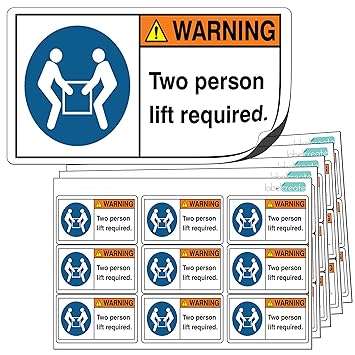 144x White Plastic Two Person Lift Required Warning Stickers. Extremely ...