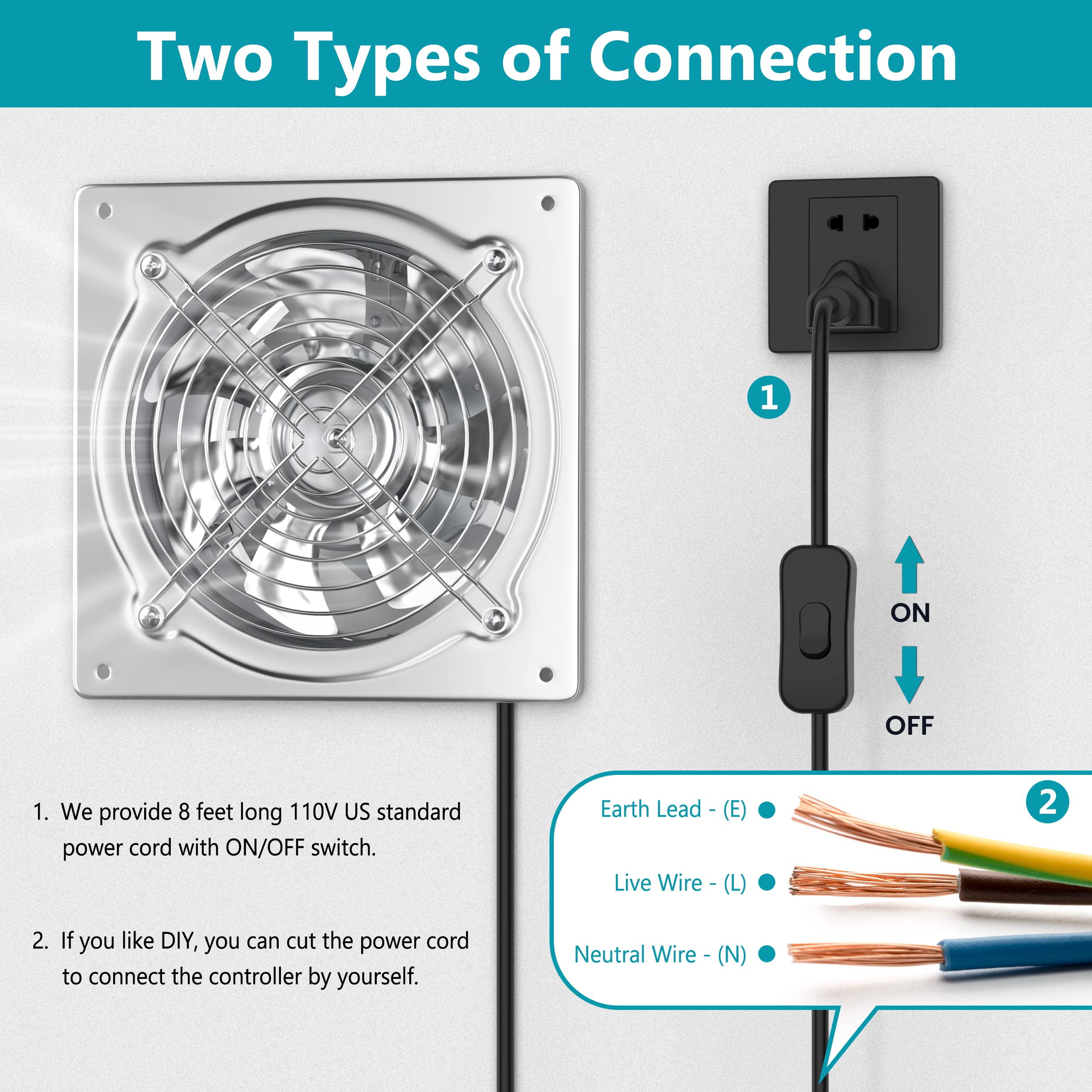 Mua 8 Inch Kitchen Exhaust Fan, 576CFM Stainless Steel Bathroom Exhaust ...