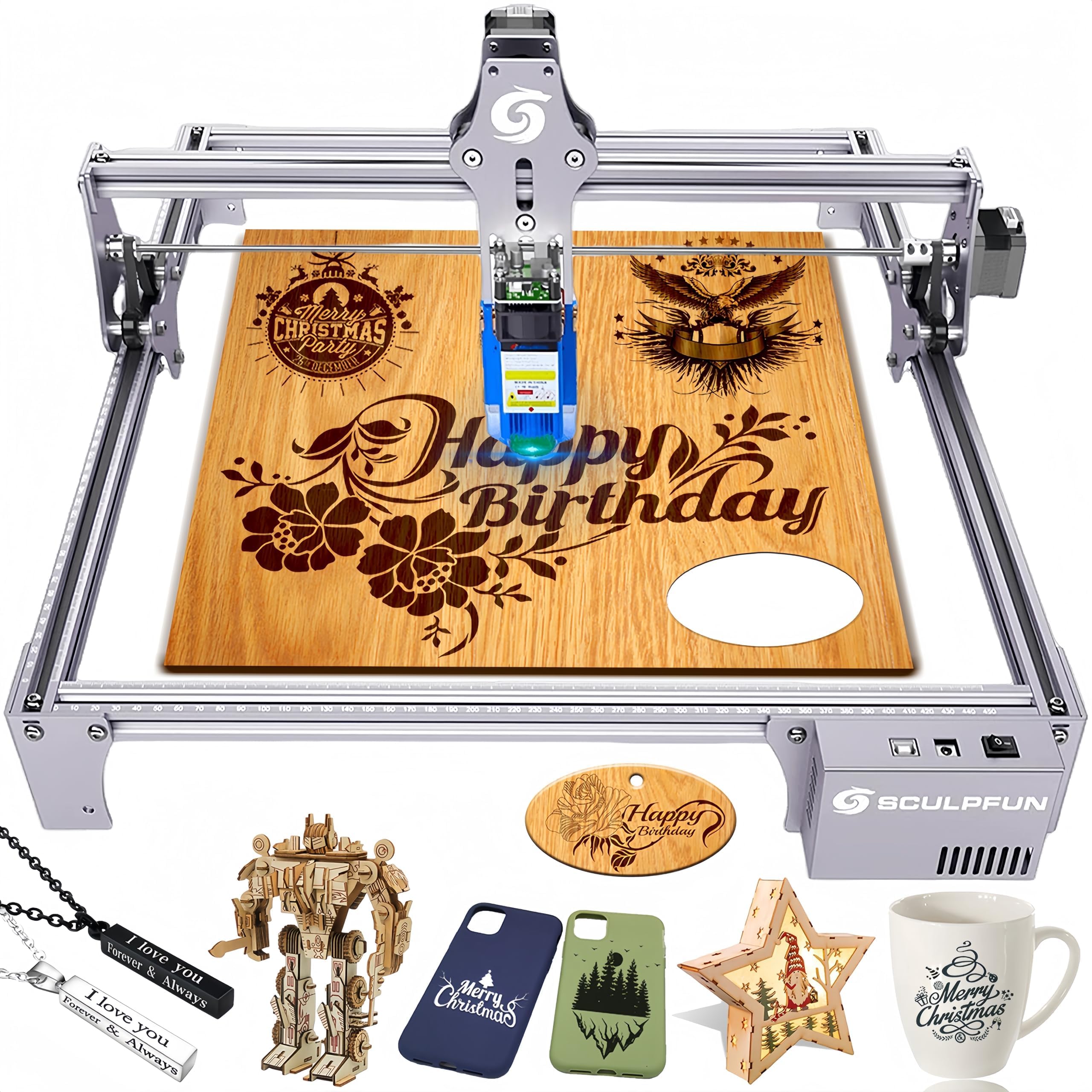SCULPFUN S6 Pro Laser Engraver, 5500mW Output Laser Engraving Machine ...