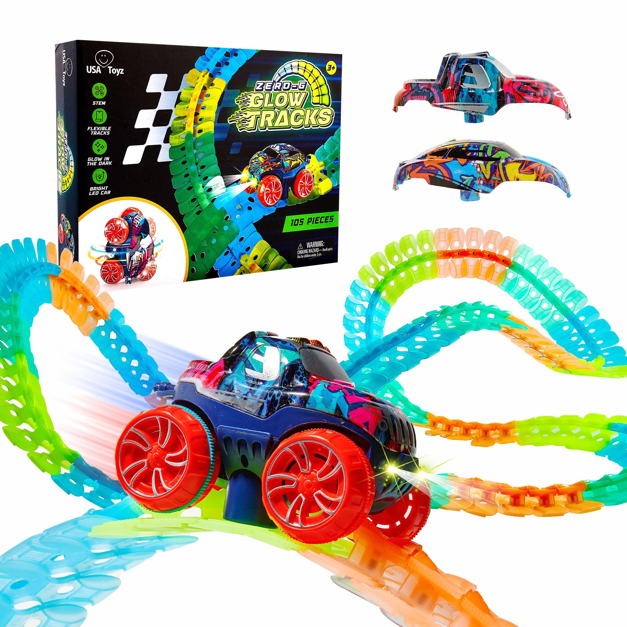 Mua USA Toyz Zero-G Glow Race Track for Kids- 105pcs Glow in the Dark ...