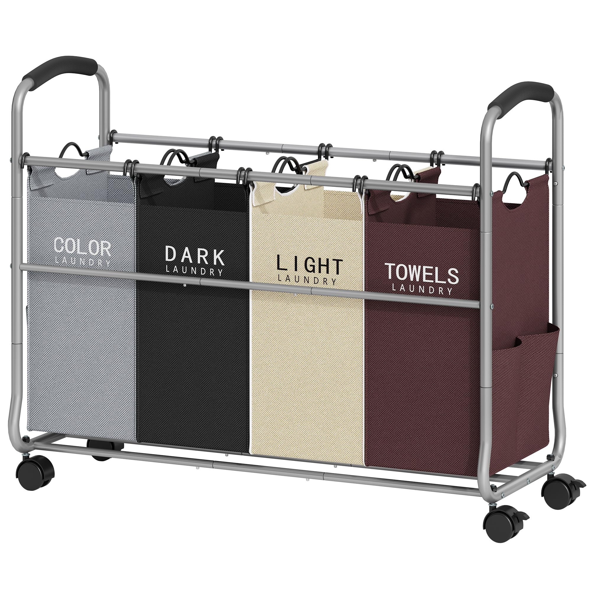 Tajsoon Laundry Sorter 4 Sections, Laundry Separator Hamper with Heavy ...