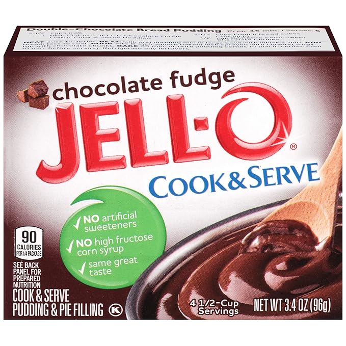 Amazon.com : JELLO Chocolate Fudge Cook & Serve Pudding Mix (3.4oz Box ...