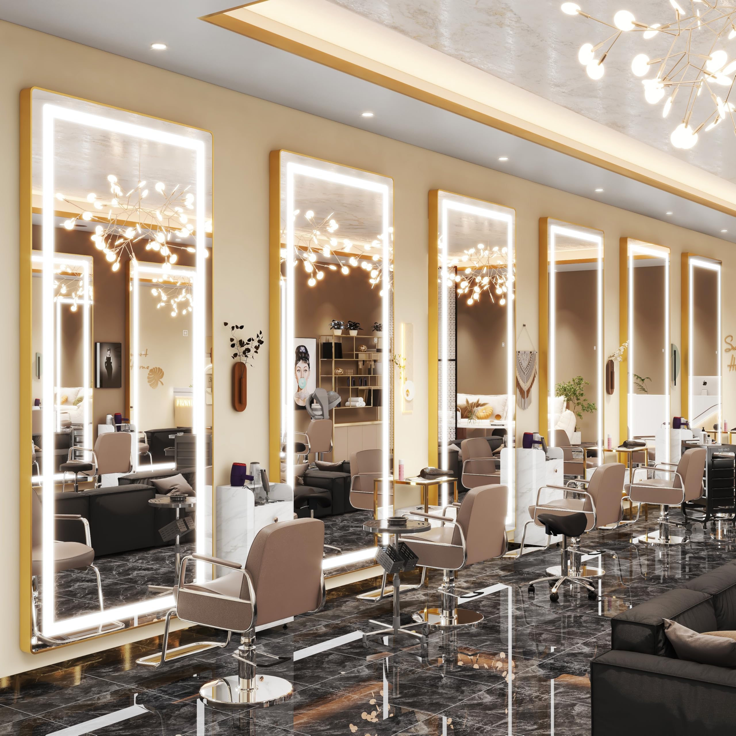 Full Length Mirror with Lights, 70" x 32" LED Full Body Mirror, Free ...