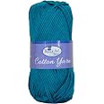 Amazon.com: Threadart 100% Pure Cotton Crochet Yarn | Teal | 50 gram ...