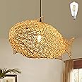 AyshwillDec 24 inch Fish-Shaped Rattan Woven Pendant Light Boho ...