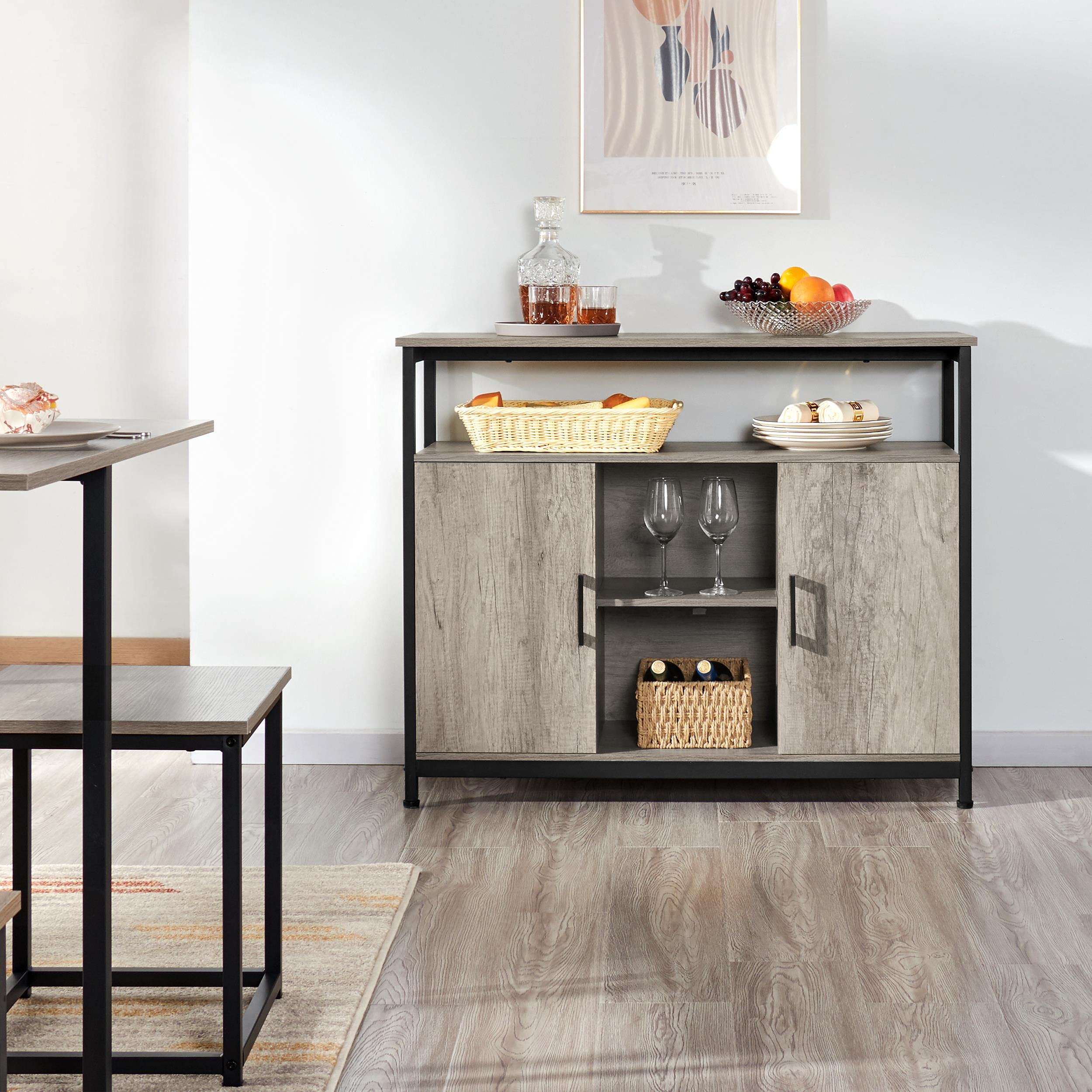 Yaheetech Sideboard, Kitchen Buffet Table, Storage Cabinet, Console ...