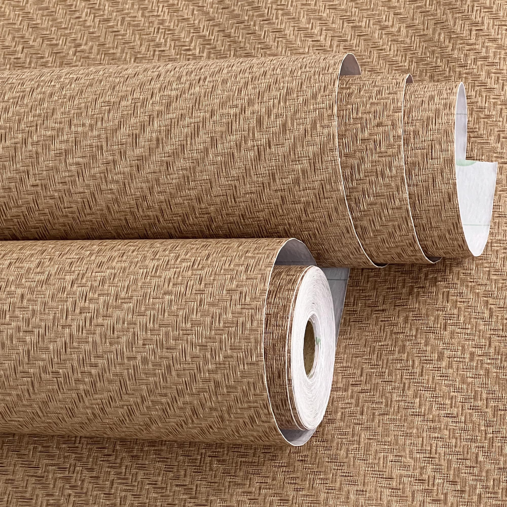 Haimin Fabric Wallpaper Textured Contact Paper (24in X 393in) Brown ...