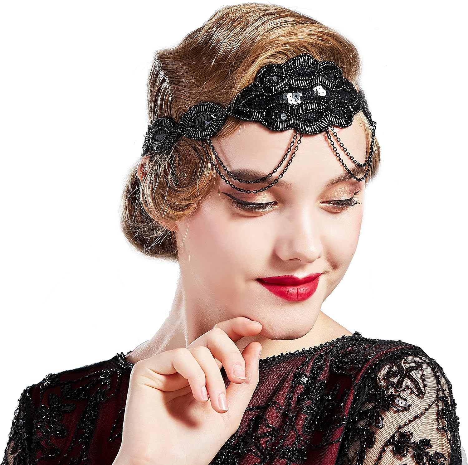 Coucoland 1920s Flapper Headband Beaded Great Gatsby Headpiece with ...