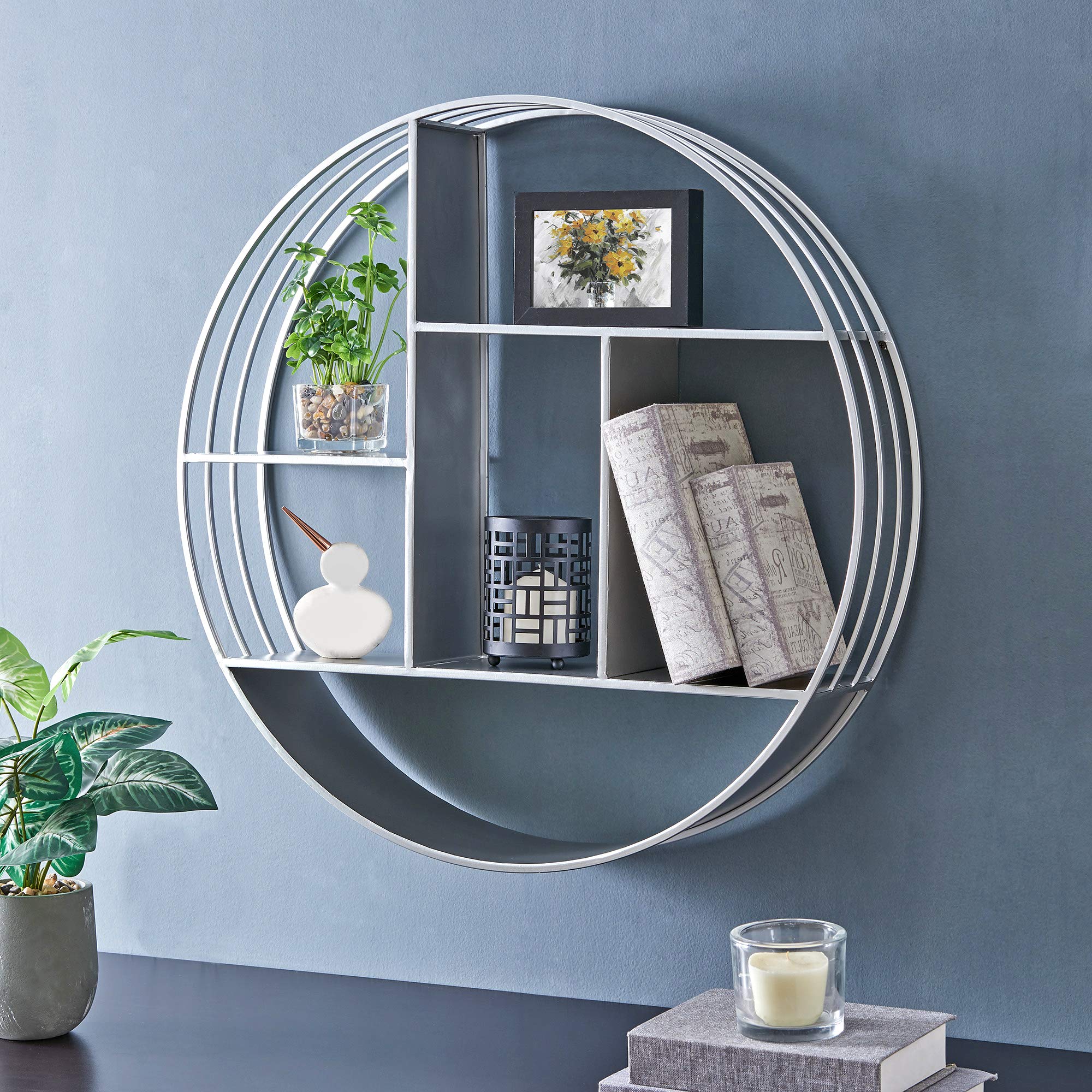 FirsTime & Co. Silver Brody Wall Shelf, Round 3 Tier Wall Mounted ...
