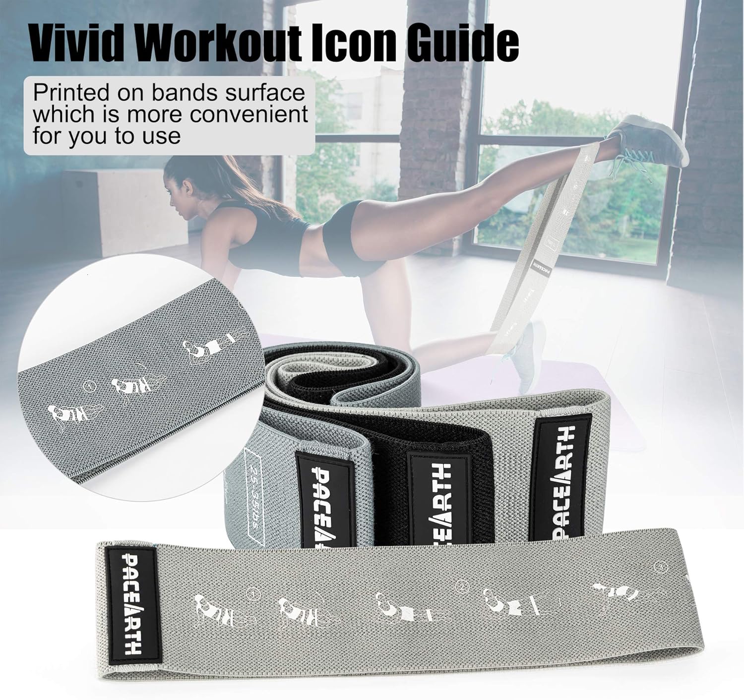 PACEARTH Upgraded Resistance Loop Bands,Elastic Exercise Bands for Leg ...