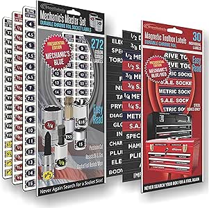 Magnetic Toolbox Labels plus Socket Labels Master Set for Metric (blue ...