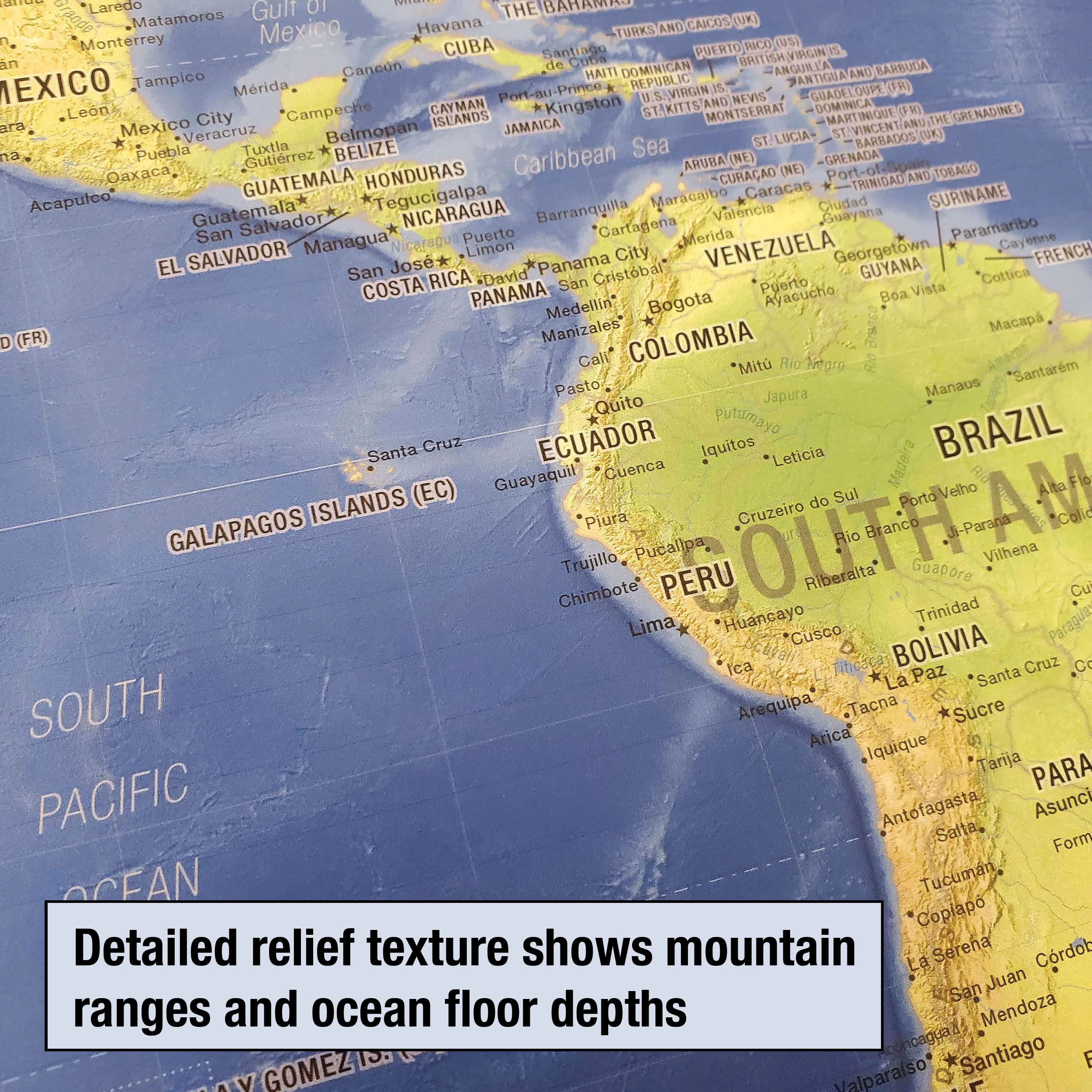 Laminated World Ranger Map Poster | Physical Style Map | Includes The ...