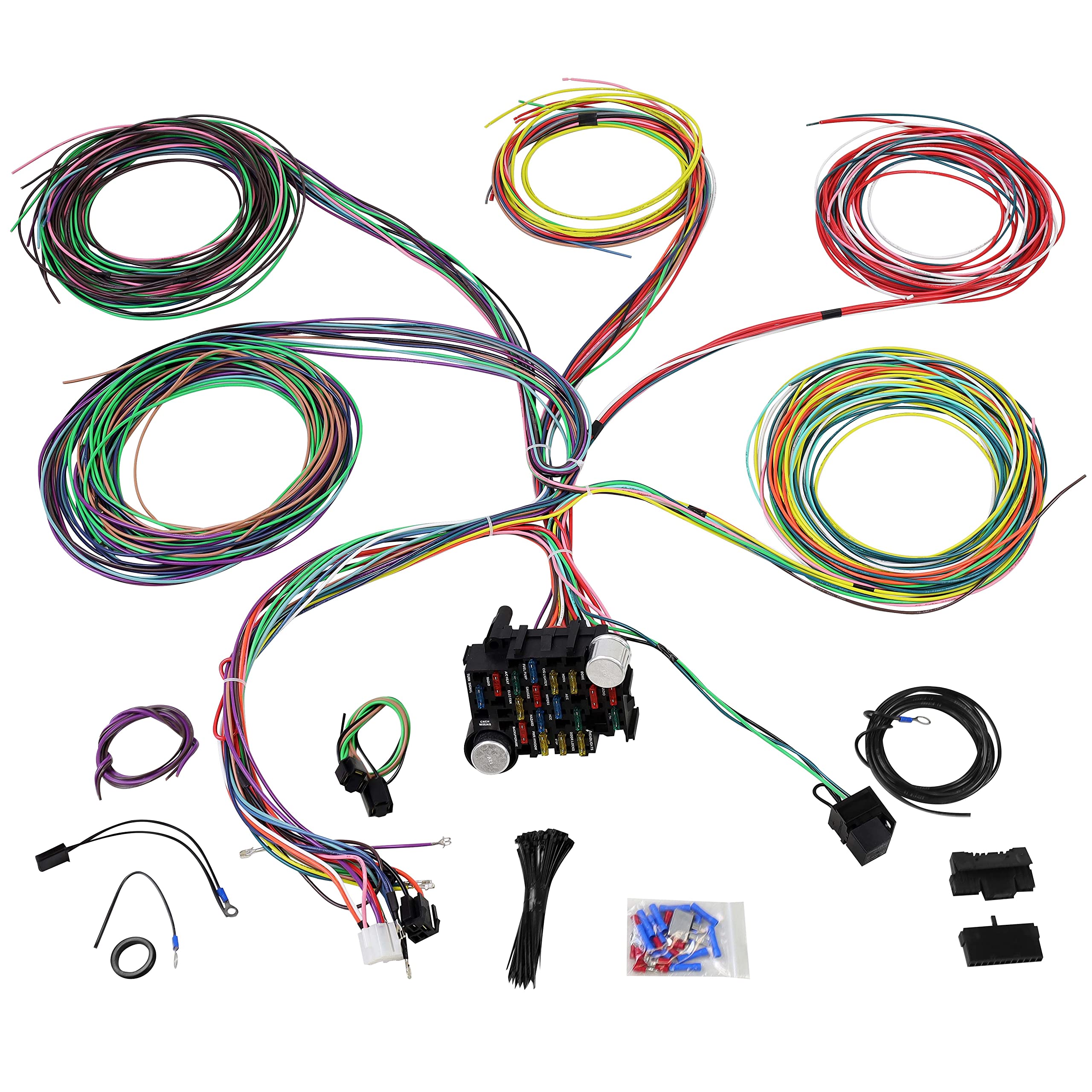 JY PERFORMANCE Universal 21 Circuit Wiring Harness Kit Extra Long Wire ...