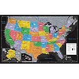 Amazon.com : Laminated United States Map Poster - US Map Wall Chart ...