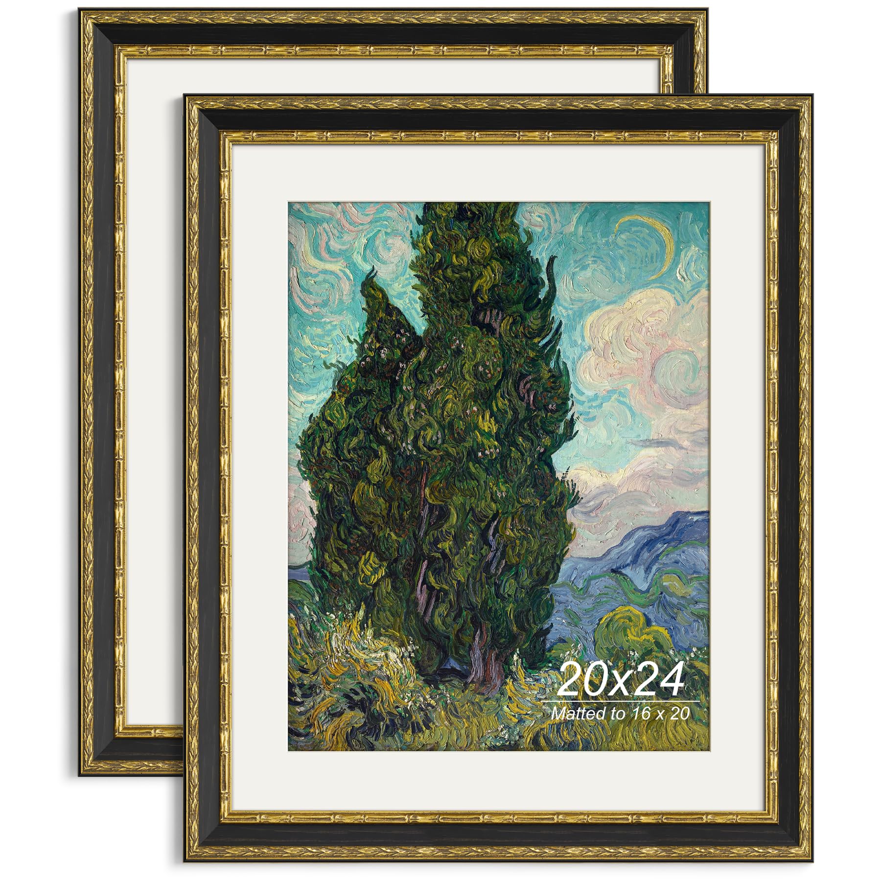 Yaetm 20x24 Vintage Picture Frame, Ornate Antique Gold 20x24 Frame for ...