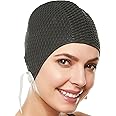 Amazon.com : BEEMO Swim Cap Women Chin Strap Swimming Caps- Black ...