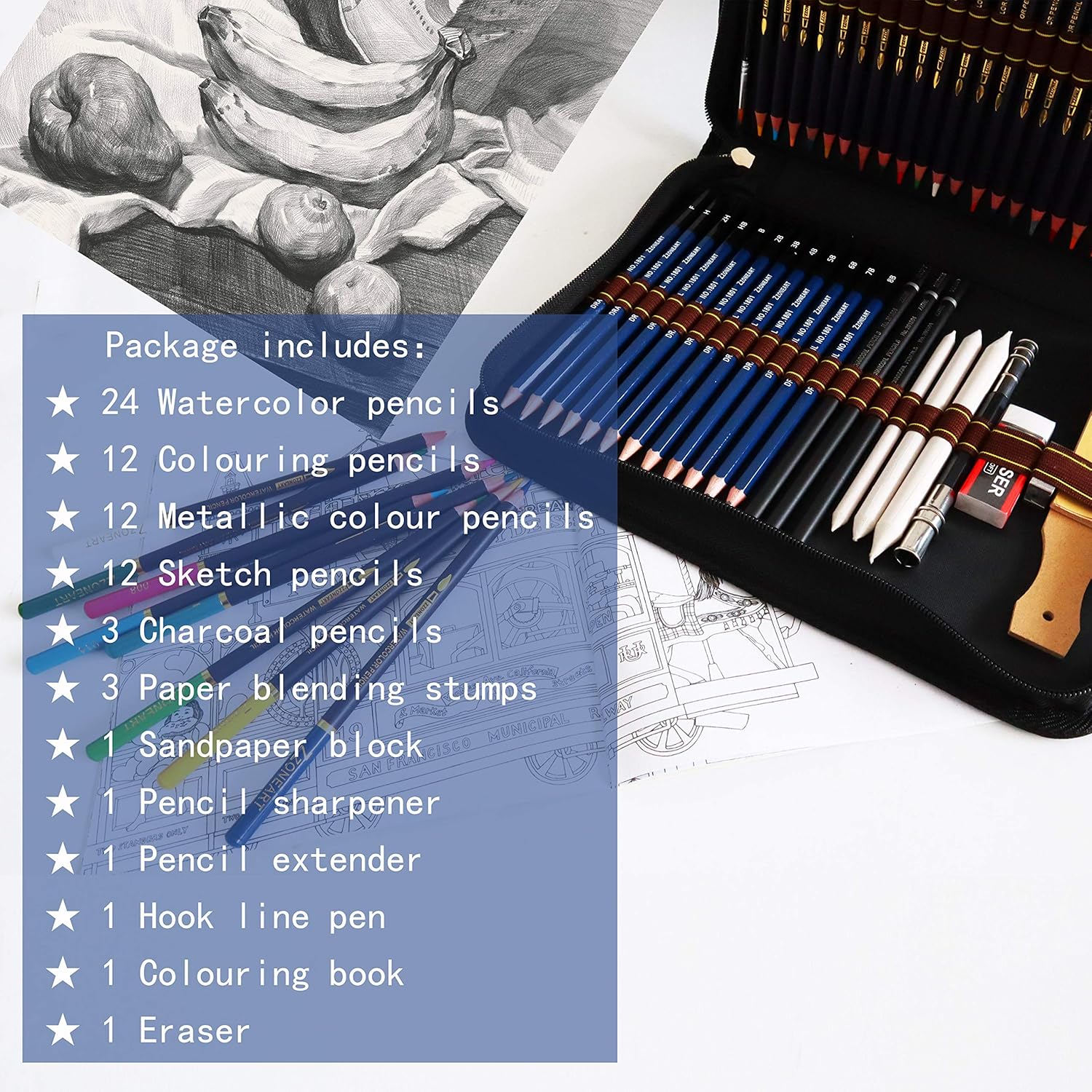Coloring Pencils for Artists – 72 Piece Art Set include Coloured ...