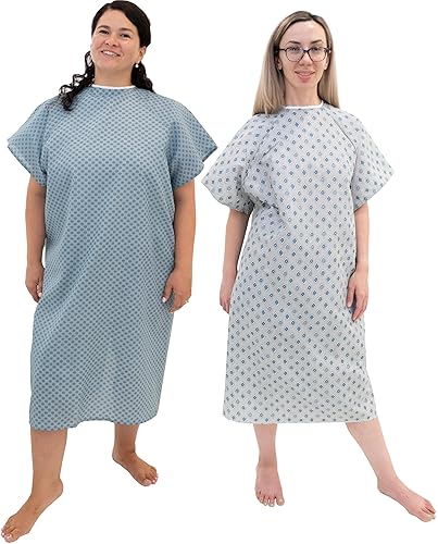 Careoutfit 2 Pack - Blue and White Hospital Gown with Back Tie/Hospital ...