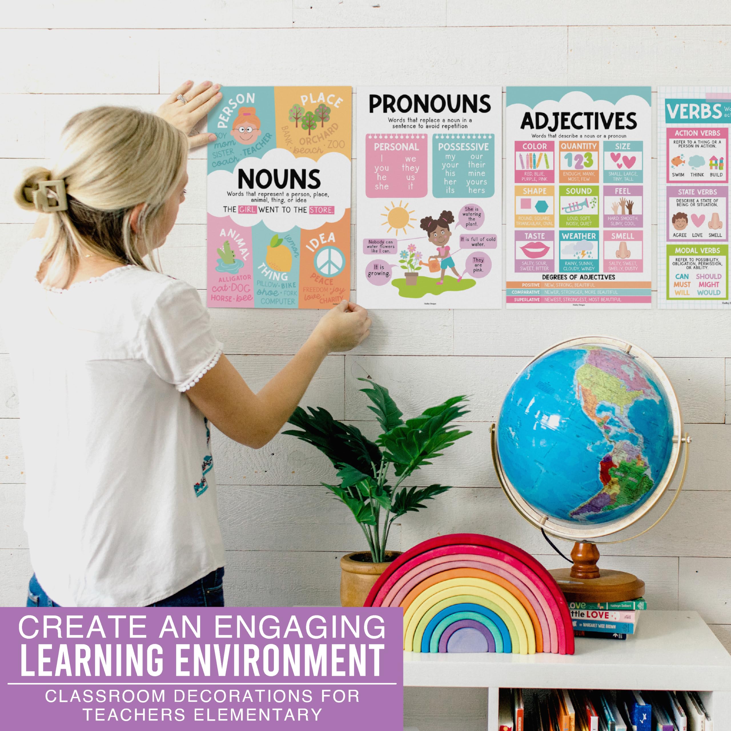 Mua Hadley Designs Parts Of Speech Posters For Classroom - 12 Grammar ...