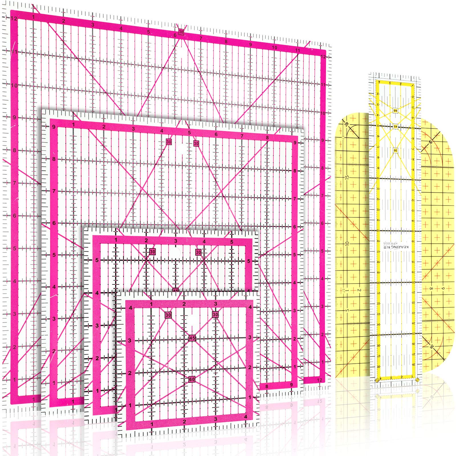 Mua Frienda 6 Pcs Acrylic Square Quilting Rulers (12.5/9.5/6/ 4.5 ...