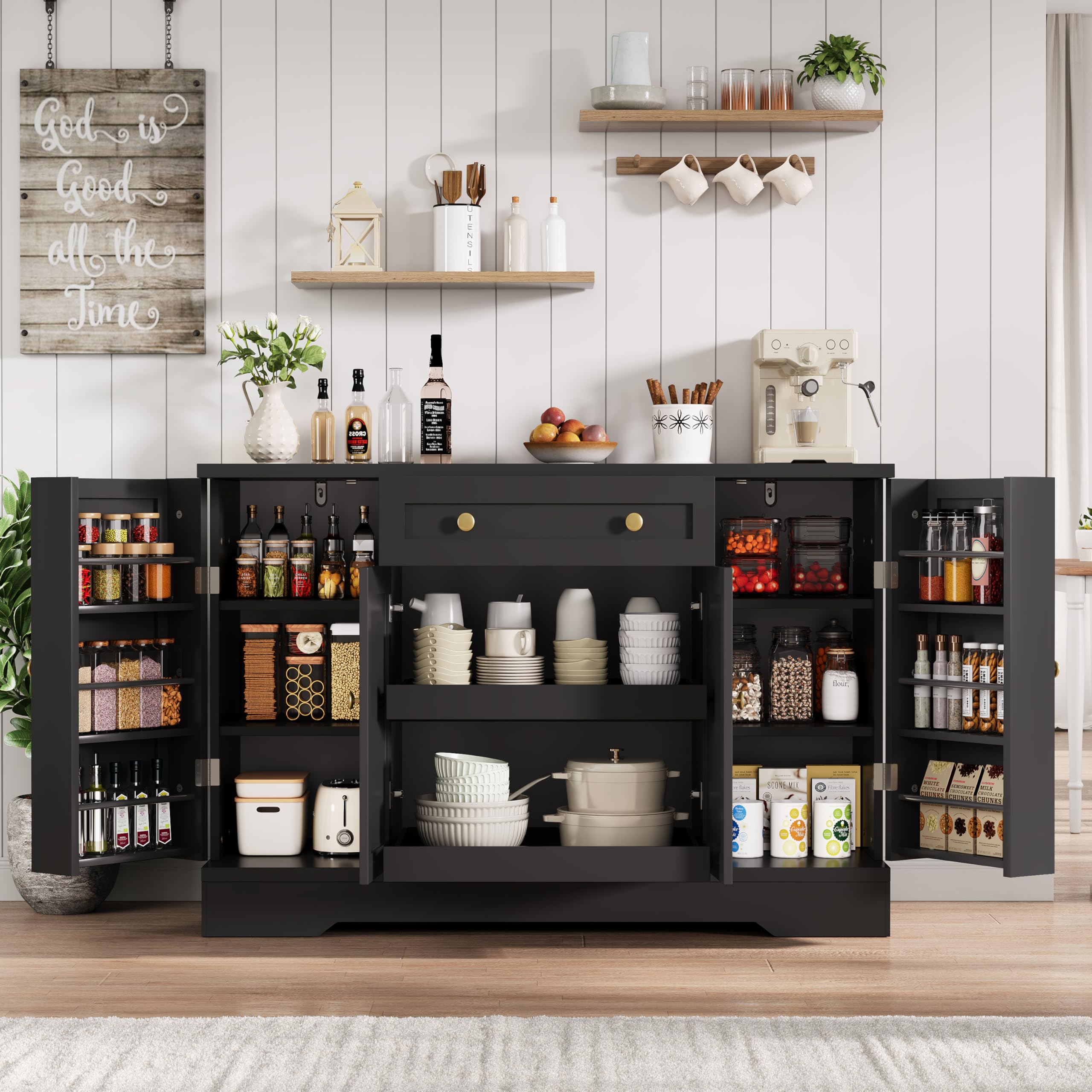 Jocoevol Buffet Cabinet with Storage, Sideboard Kitchen Pantry Coffee ...